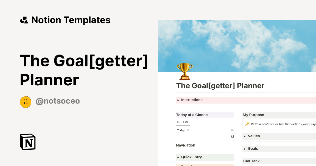 The Goal[getter] Planner Template by Not So CEO | Notion Marketplace