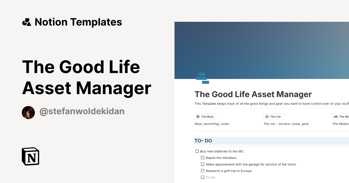 The Good Life Asset Manager Template by Stefan Woldekidan | Notion ...