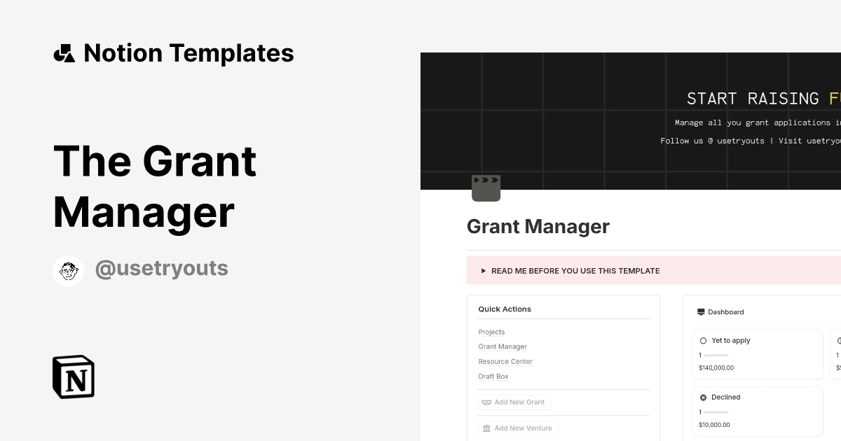 The Grant Manager Template by TryOuts | Notion Marketplace