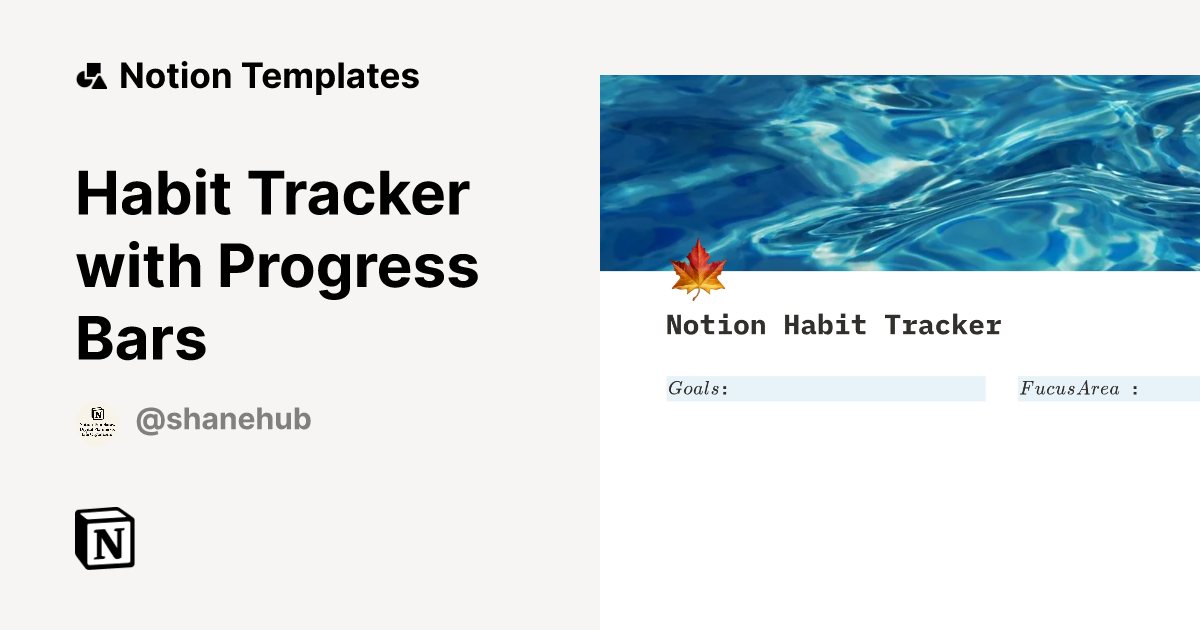 Habit Tracker with Progress Bars Template by shane | Notion Marketplace