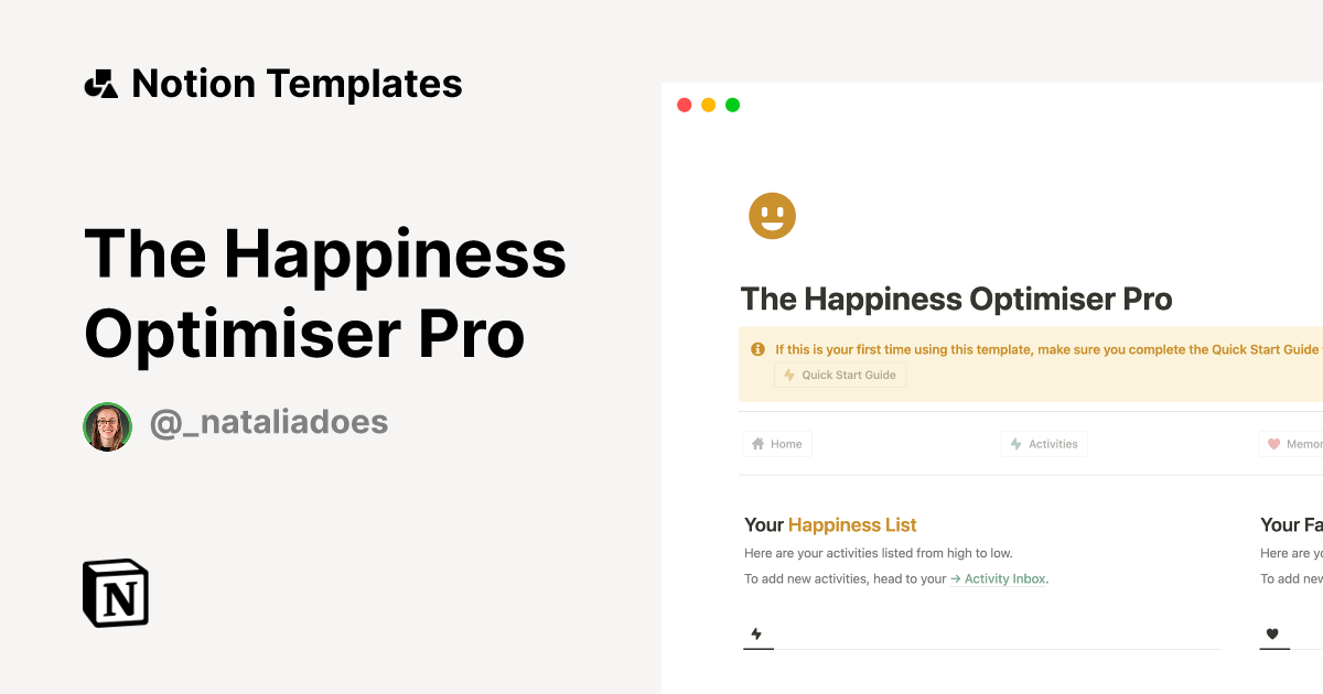 The Happiness Optimiser Pro Template | Notion Marketplace