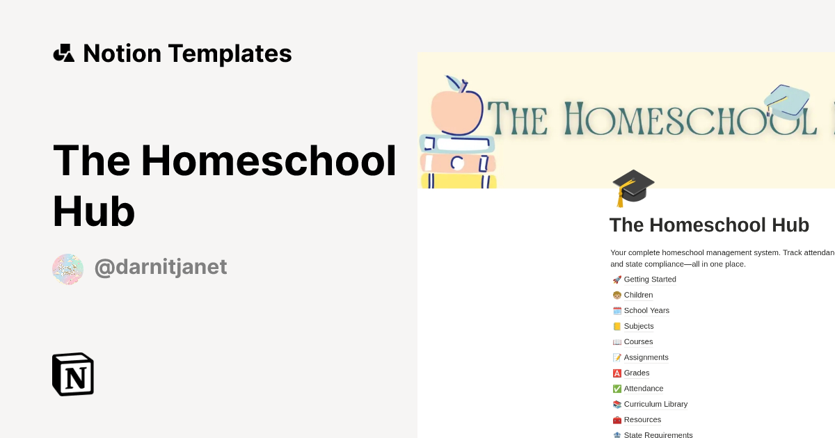 The Homeschool Hub Template by DarnItJanet | Notion Marketplace