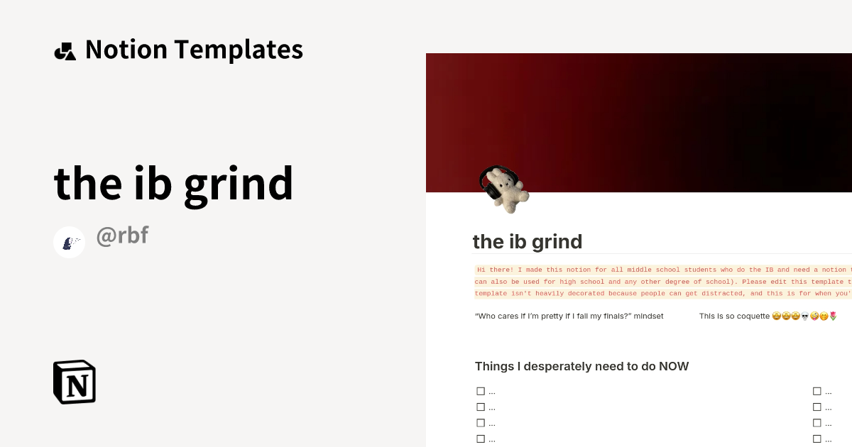 the ib grind Template by RBF | Notion Marketplace
