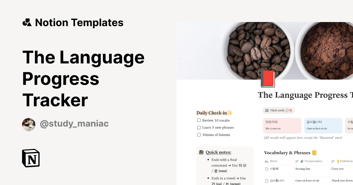 The Language Progress Tracker Template | Notion Marketplace