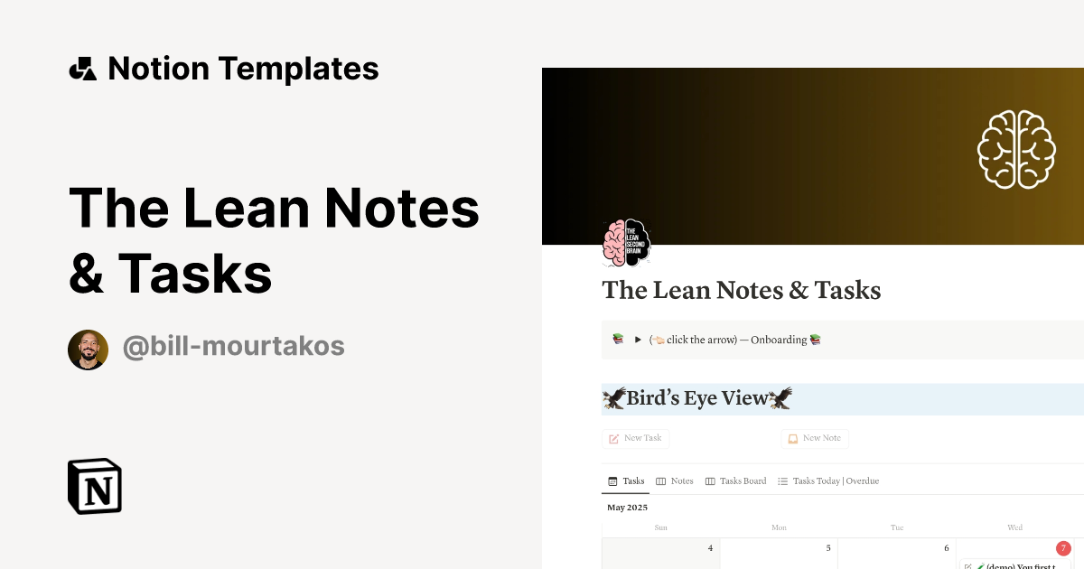 The Lean Notes & Tasks Template | Notion Marketplace