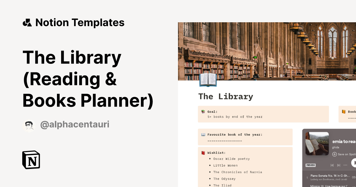 The Library (Reading & Books Planner) Template | Notion Marketplace