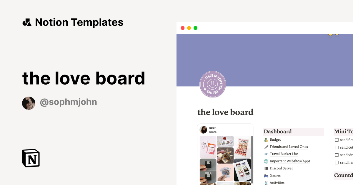 the love board Template | Notion Marketplace
