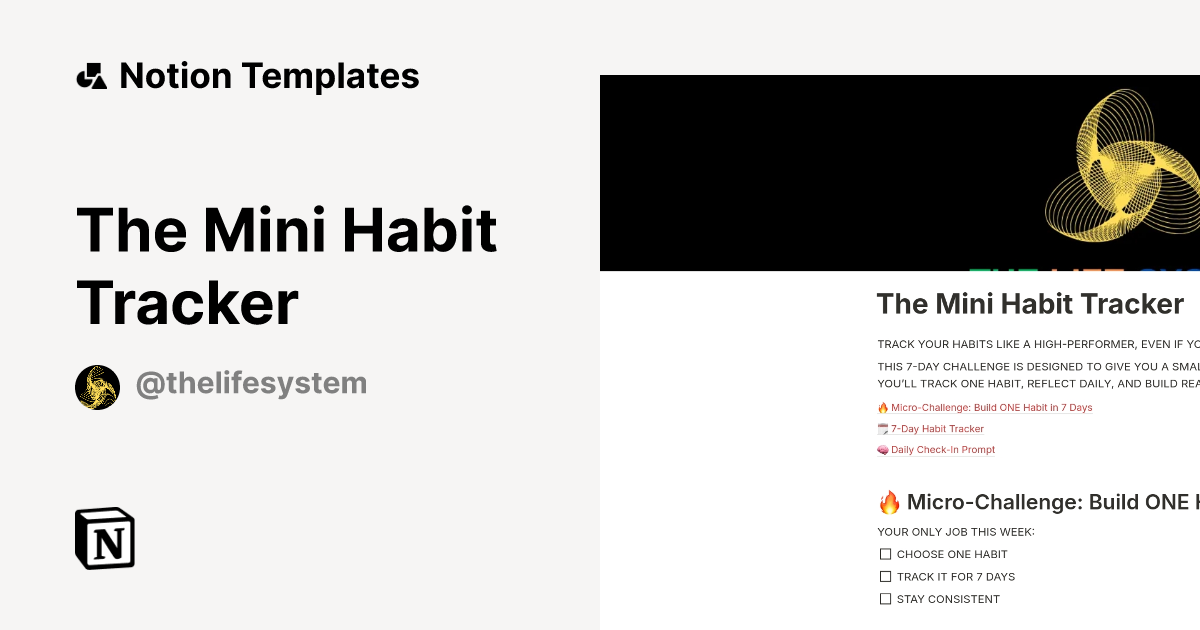 The Mini Habit Tracker Template | Notion Marketplace