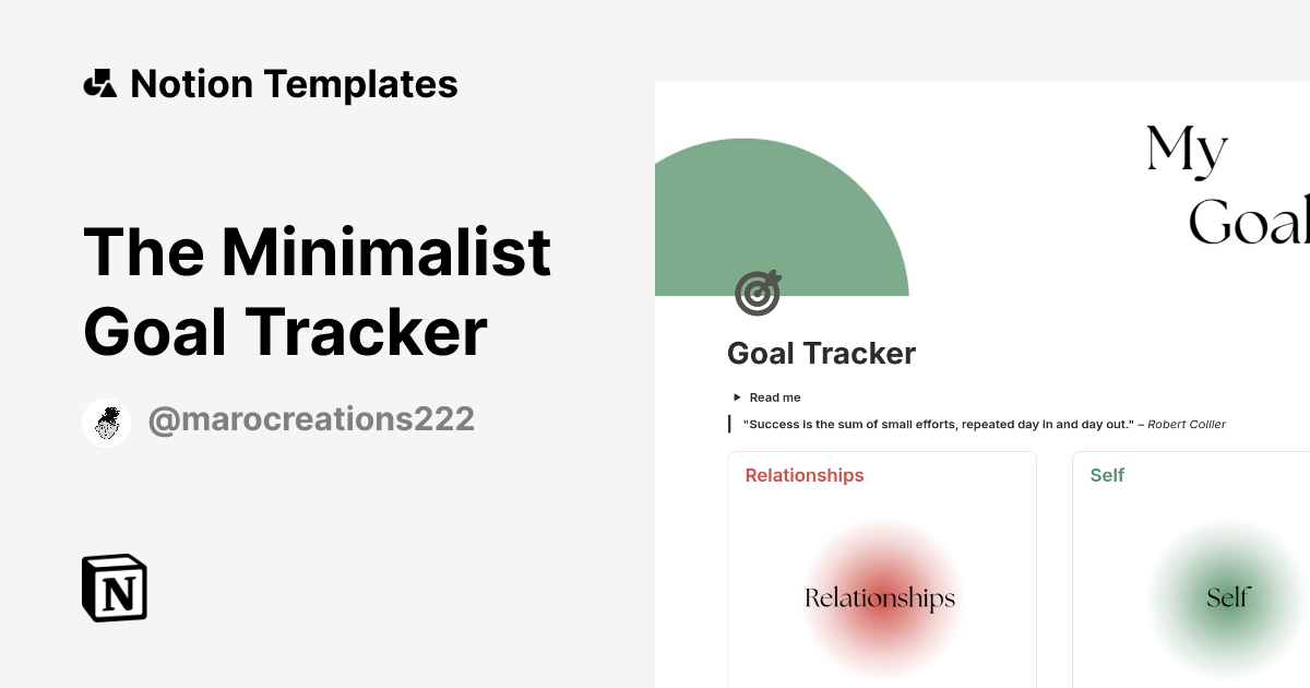The Minimalist Goal Tracker Template by Maro Creations | Notion Marketplace