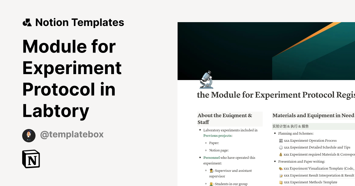 Module for Experiment Protocol in Labtory Template | Notion Marketplace