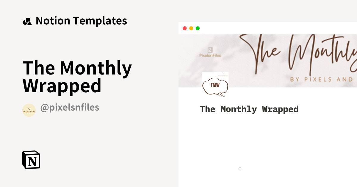 The Monthly Wrapped Template | Notion Marketplace