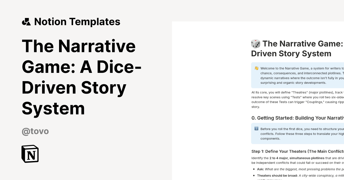 The Narrative Game: A Dice-Driven Story System Template | Notion ...