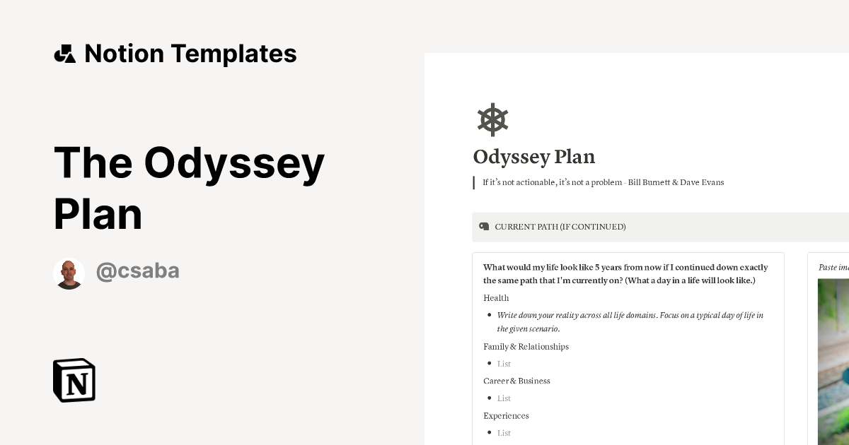 The Odyssey Plan Template by Csaba Vadadi-Fulop | Notion Marketplace