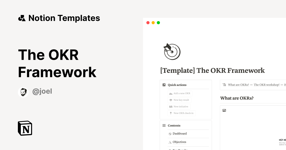 The OKR Framework Template | Notion Marketplace