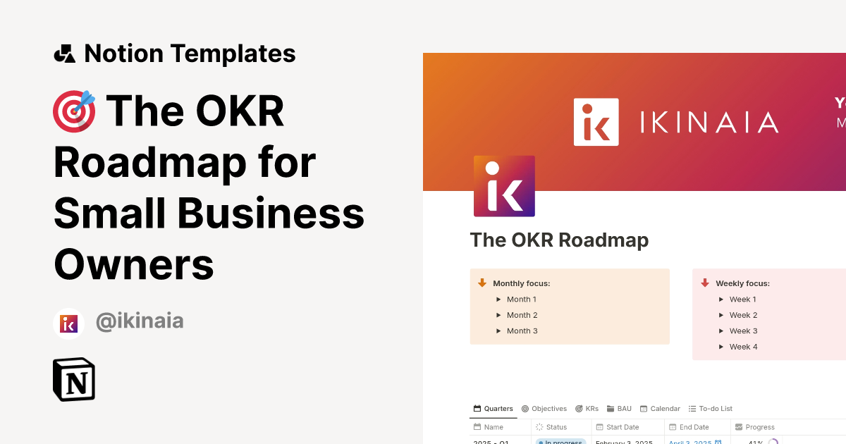 🎯 The OKR Roadmap for Small Business Owners Template | Notion Marketplace