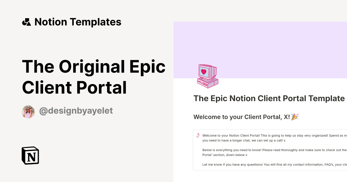 The Original Epic Client Portal Template | Notion Marketplace