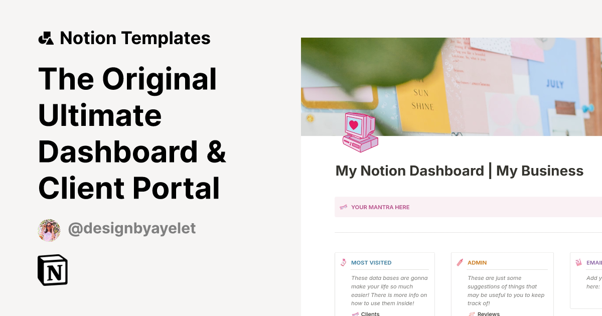 The Original Ultimate Dashboard & Client Portal Template by Ayelet ...