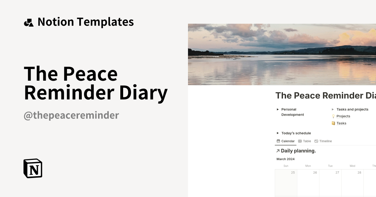 The Peace Reminder Diary Template by The Peace Reminder | Notion ...