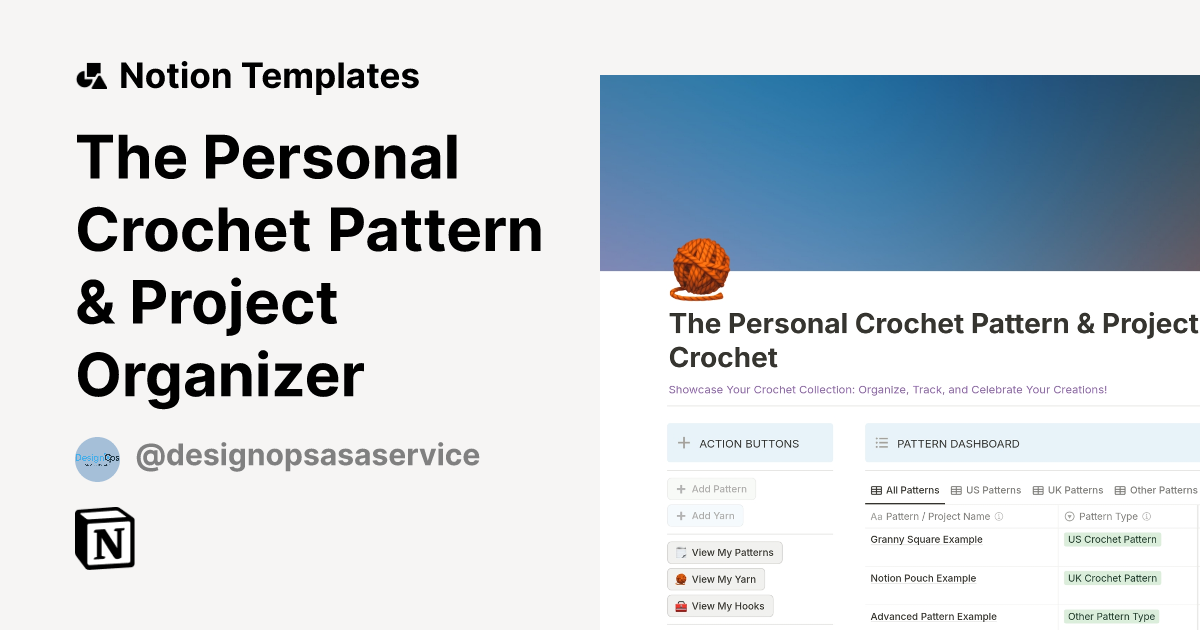 The Personal Crochet Pattern & Project Organizer Template | Notion ...