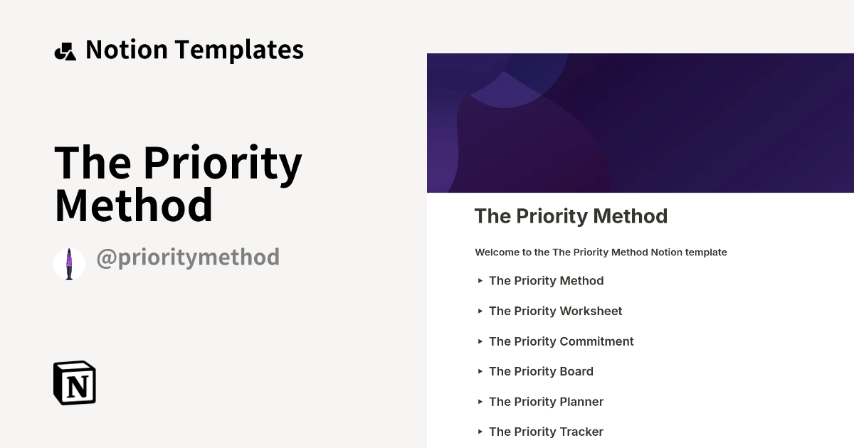 The Priority Method Template | Notion Marketplace