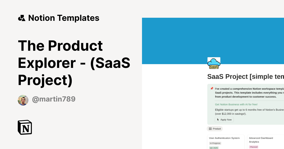 The Product Explorer - (SaaS Project) Template by Martin.S | Notion Marketplace