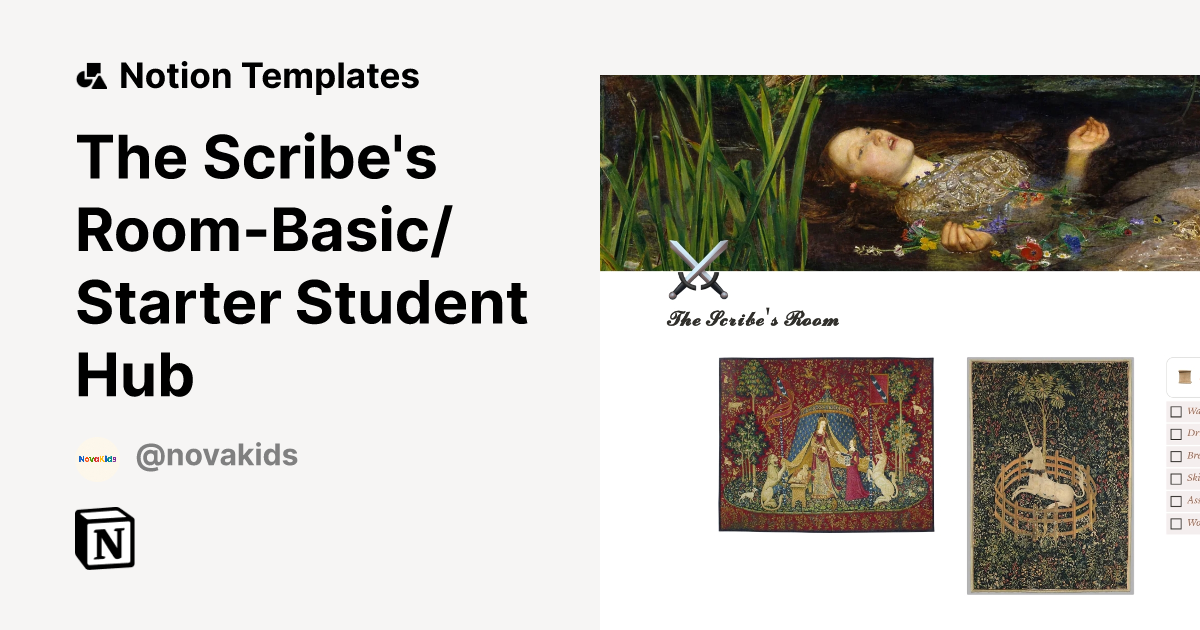 The Scribe's Room-Basic/Starter Student Hub Template | Notion Marketplace