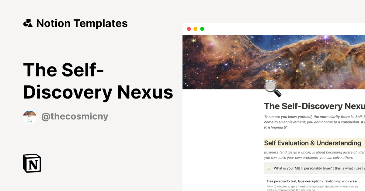 The Self-Discovery Nexus Template | Notion Marketplace