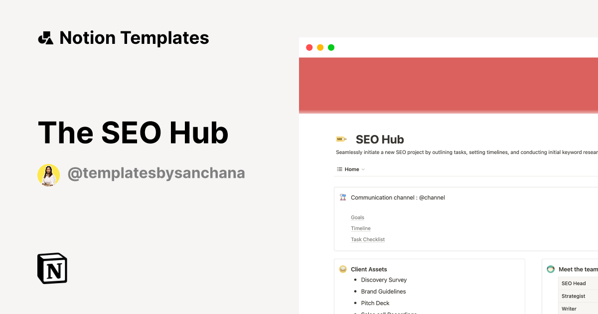 The SEO Hub Template by Sanchana | Notion Marketplace