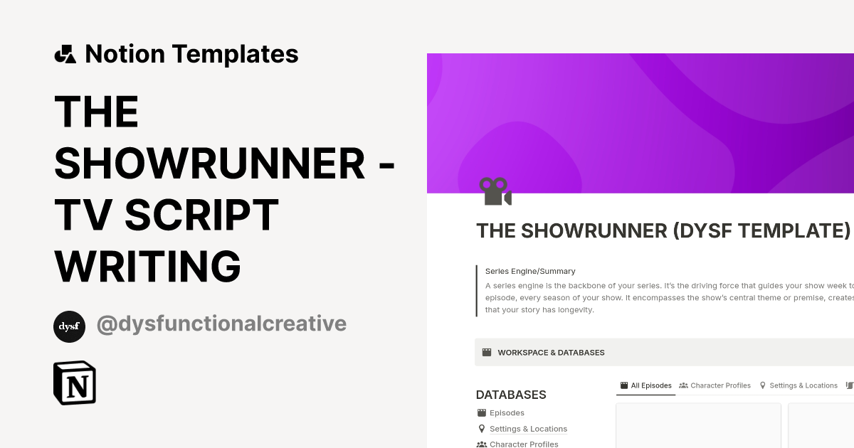 THE SHOWRUNNER - TV SCRIPT WRITING Template by Dysfunctional Creative | Notion Marketplace