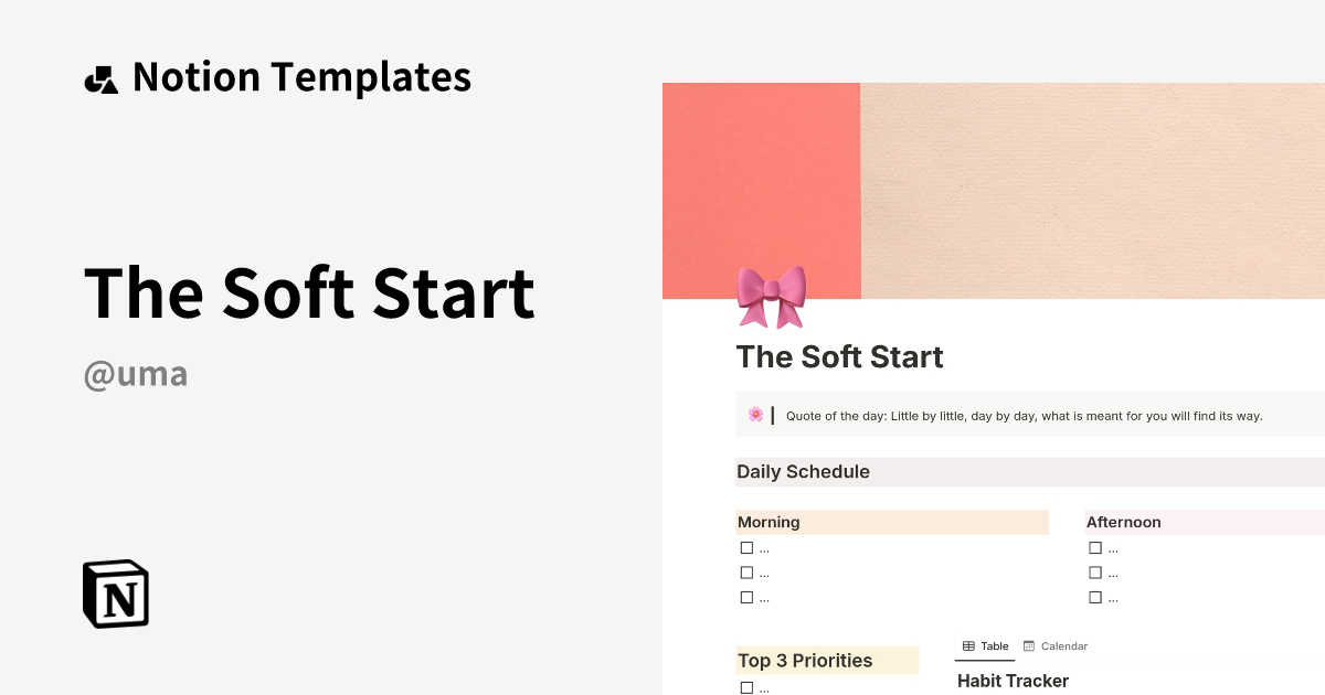The Soft Start Template | Notion Marketplace