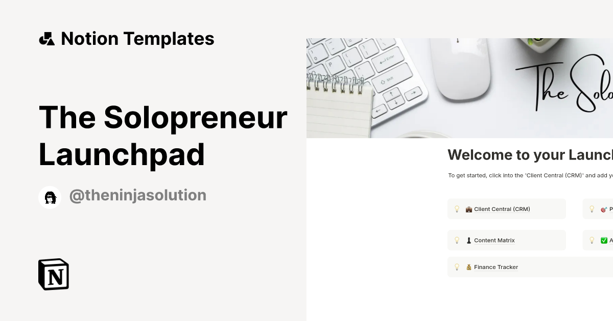 The Solopreneur Launchpad Template by The Ninja Solution | Notion ...