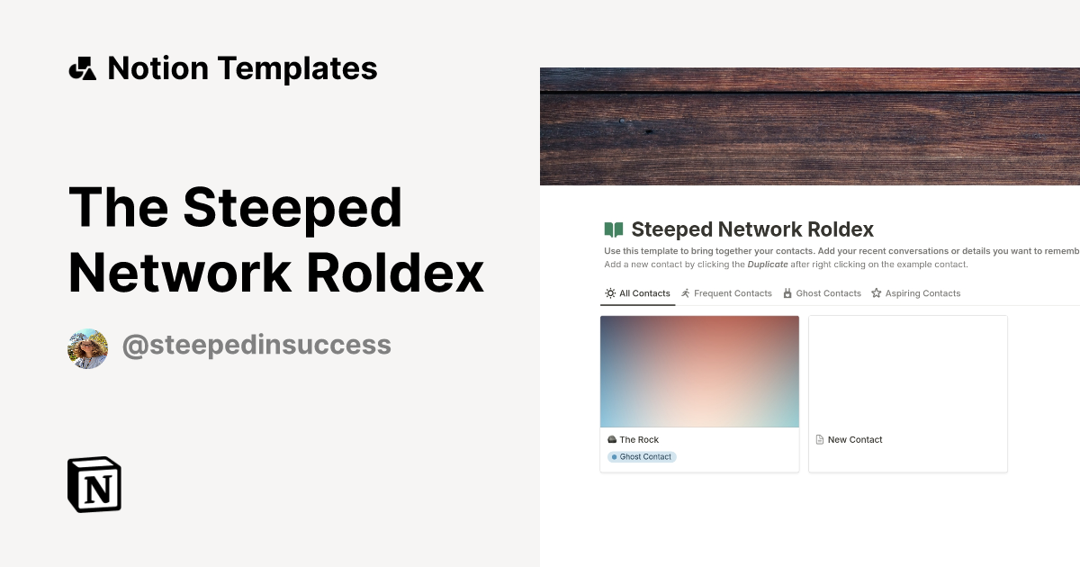 The Steeped Network Roldex Template by Kate Monnin | Notion Marketplace