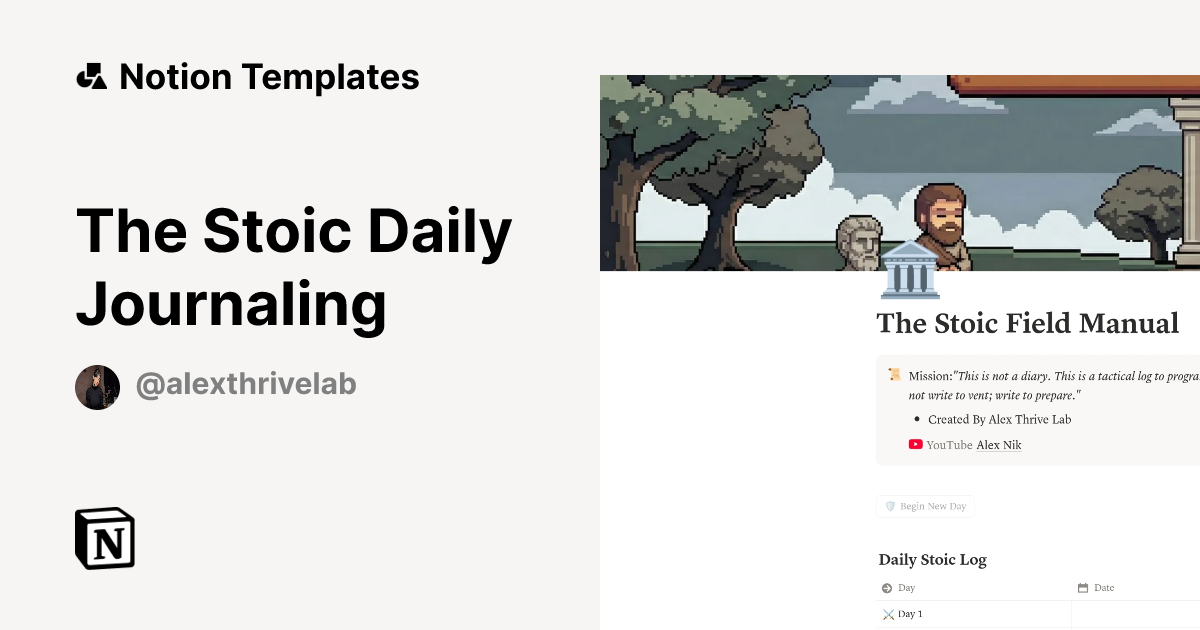 The Stoic Daily Journaling Template by ALEX NIK | Notion Marketplace