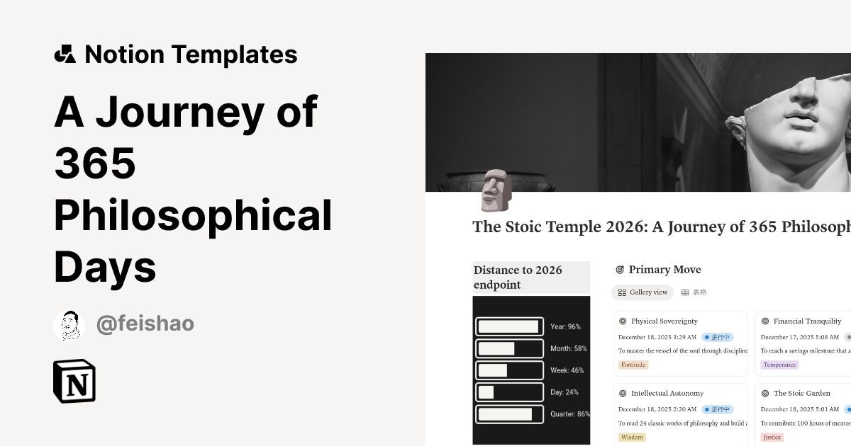 A Journey of 365 Philosophical Days Template by feishao | Notion ...
