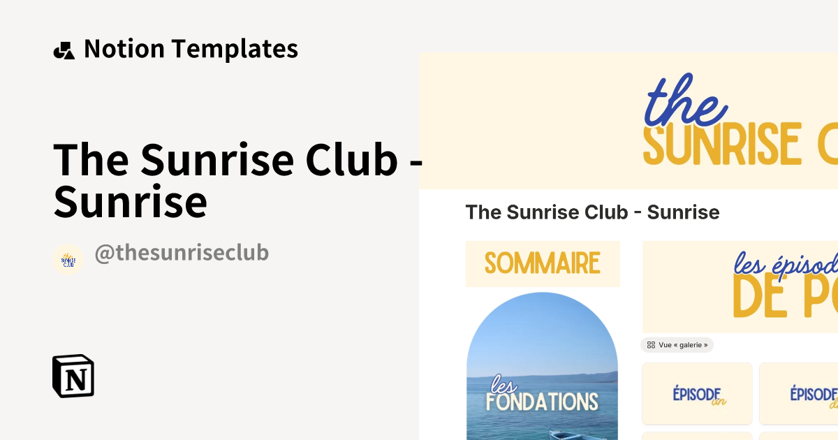 The Sunrise Club - Sunrise Template by The Sunrise Club | Notion Marketplace