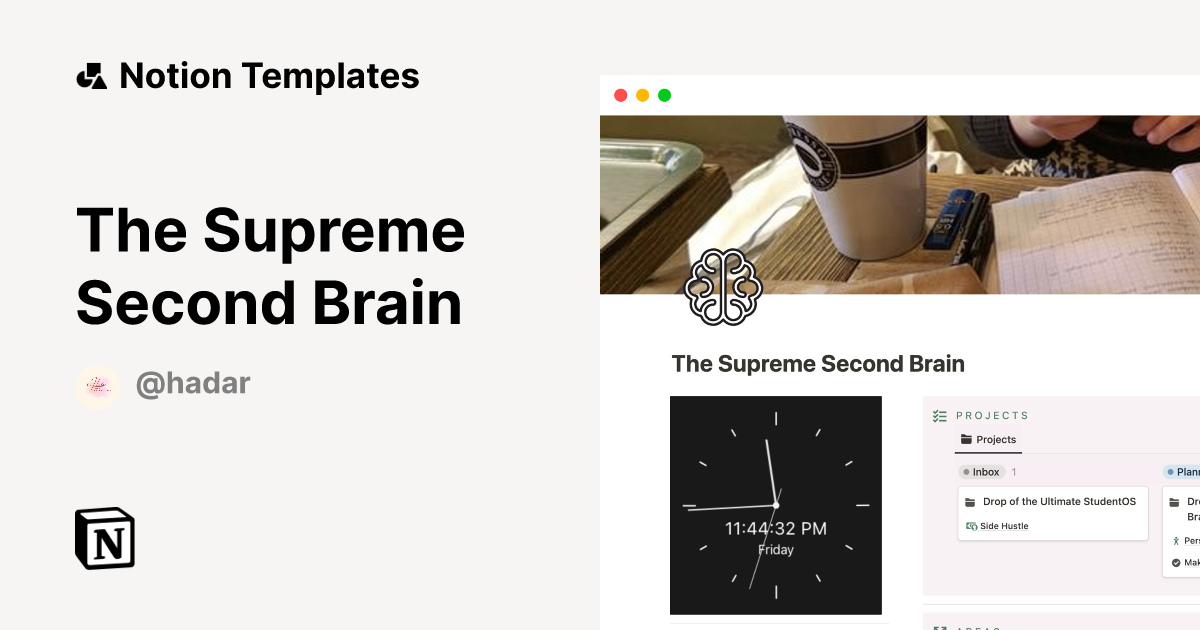 The Supreme Second Brain Template By Hadar Notion Marketplace
