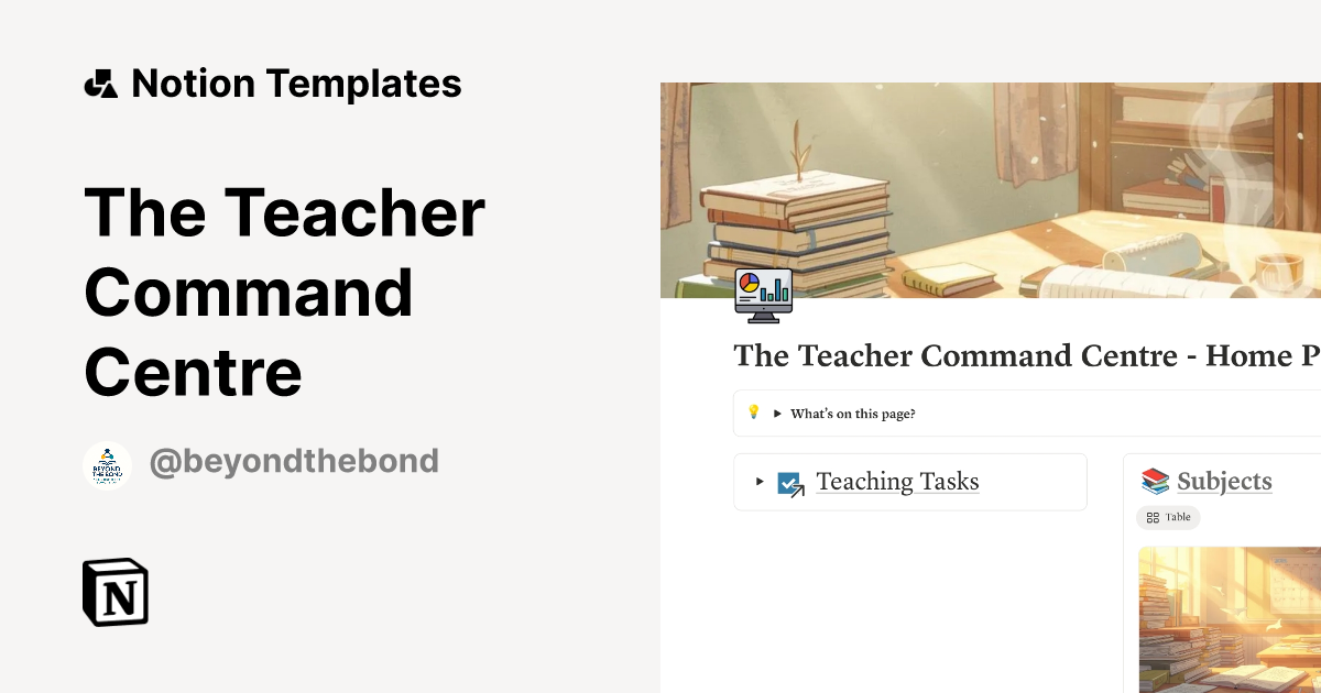 The Teacher Command Centre Template by Beyond the Bond Templates ...