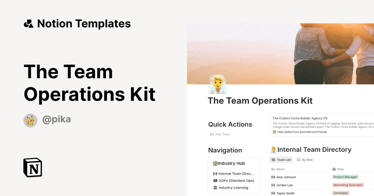 The Team Operations Kit Template by Pika | Notion Marketplace