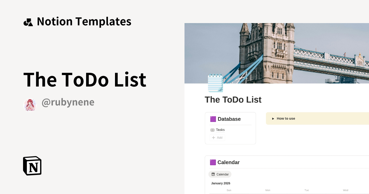 The ToDo List Template by Ruby💎 | Notion Marketplace