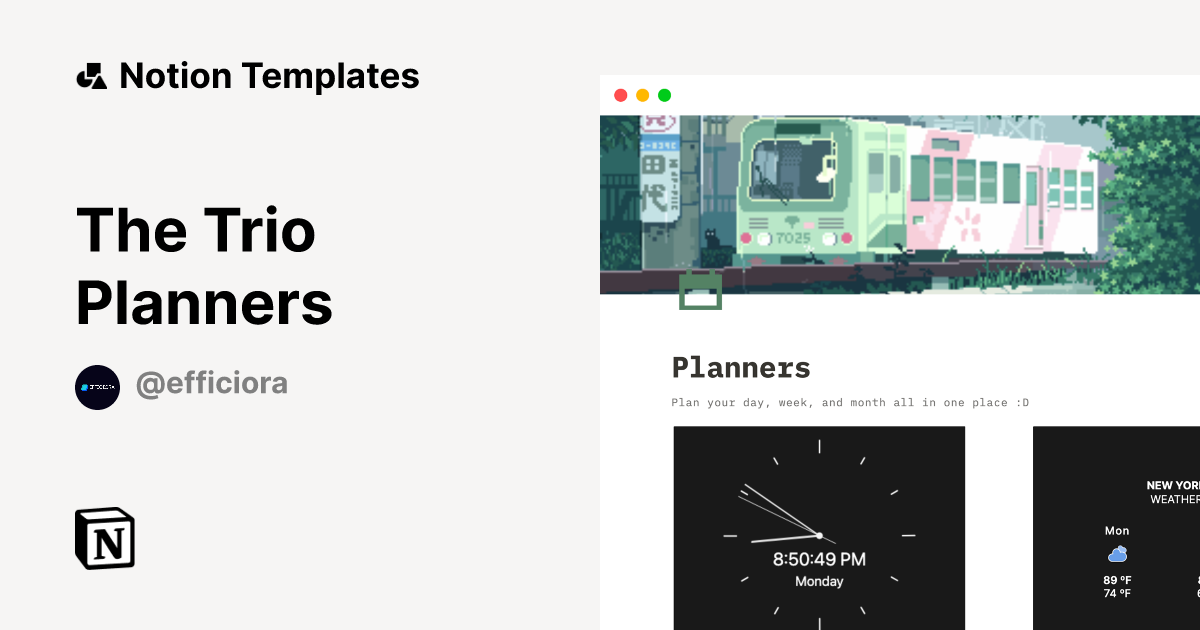 The Trio Planners Template by Efficiora | Notion Marketplace