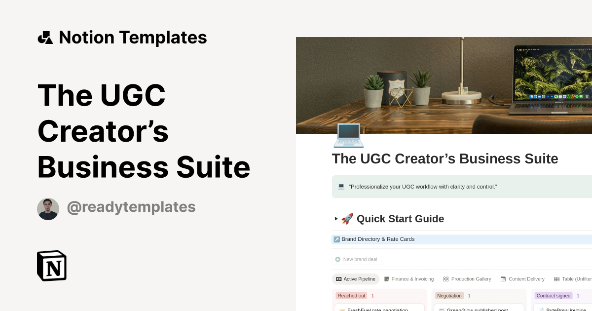 The UGC Creator’s Business Suite Template by Ready Templates | Notion ...