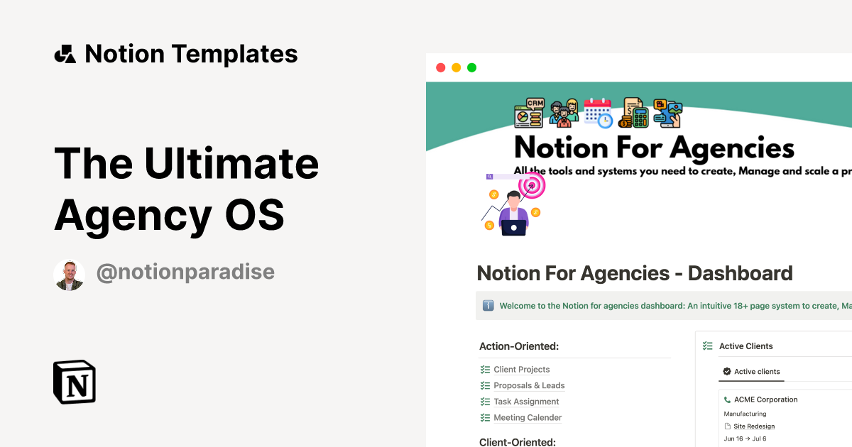 The Ultimate Agency OS Template by Shay (Notion Paradise) | Notion ...