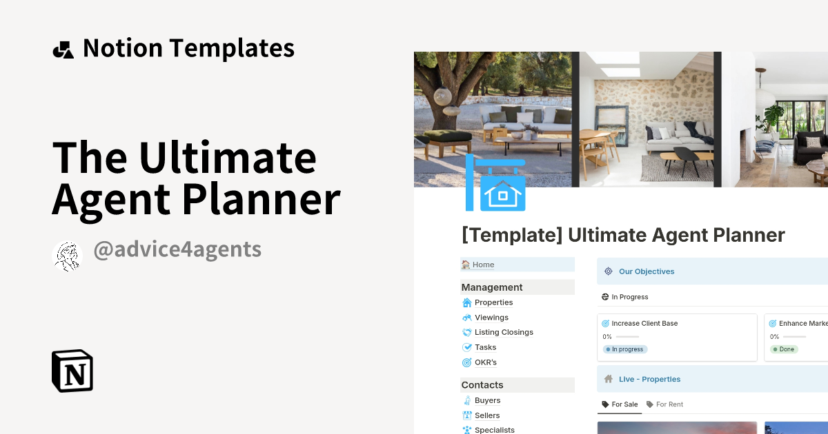 The Ultimate Agent Planner Template by Advice4Agents | Notion Marketplace