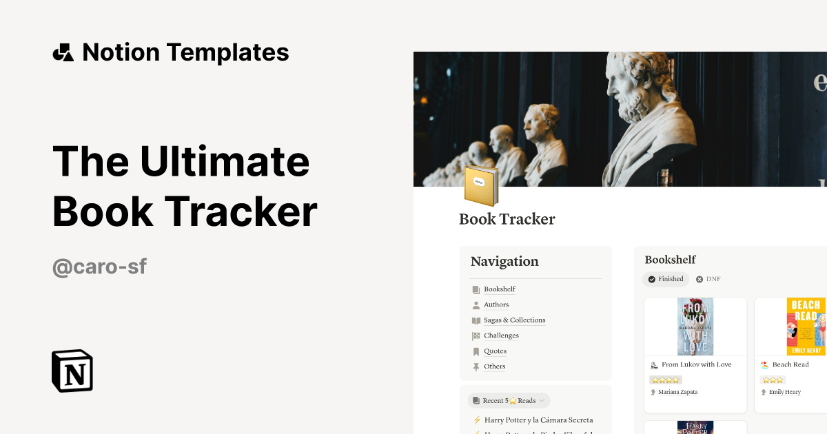 The Ultimate Book Tracker Template | Notion Marketplace