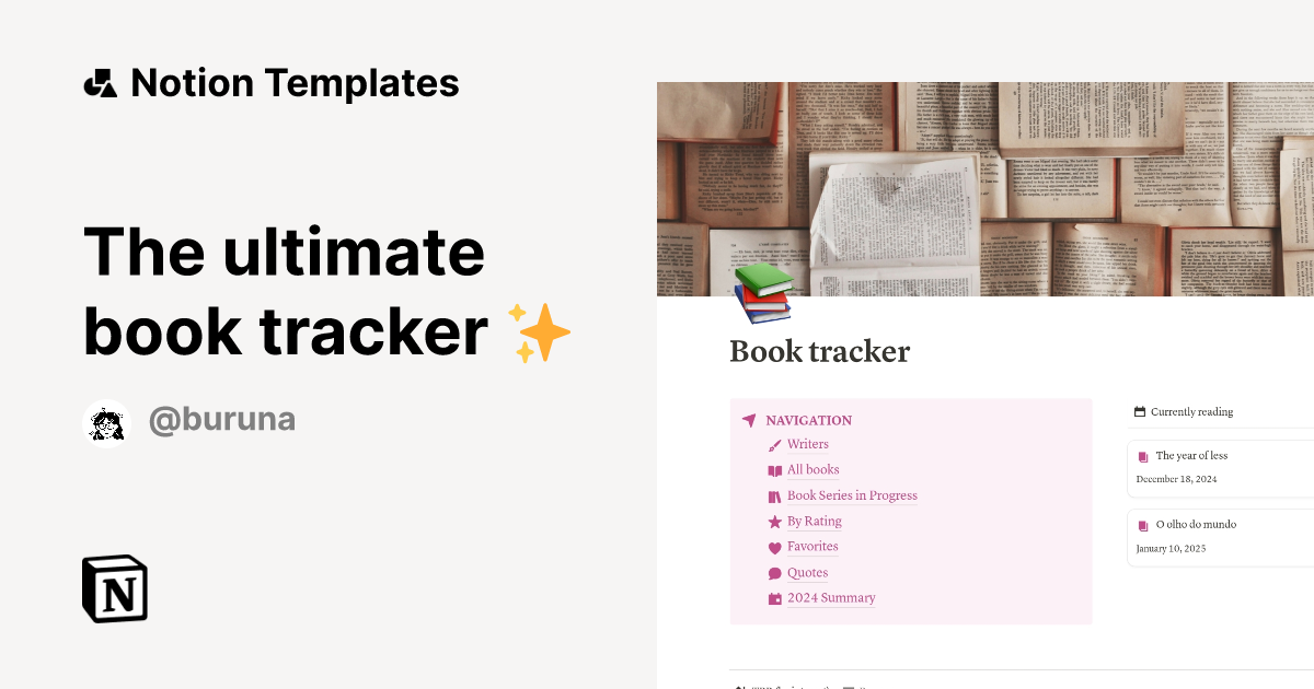 The ultimate book tracker Template | Notion Marketplace