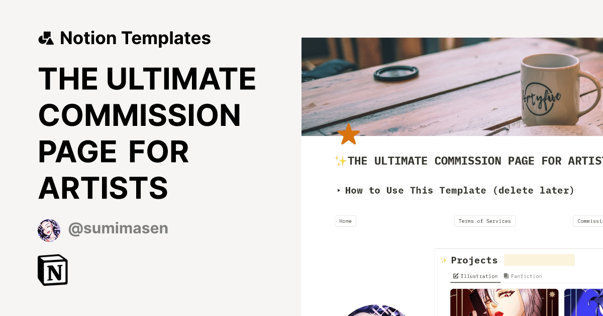 THE ULTIMATE COMMISSION PAGE FOR ARTISTS Template | Notion Marketplace