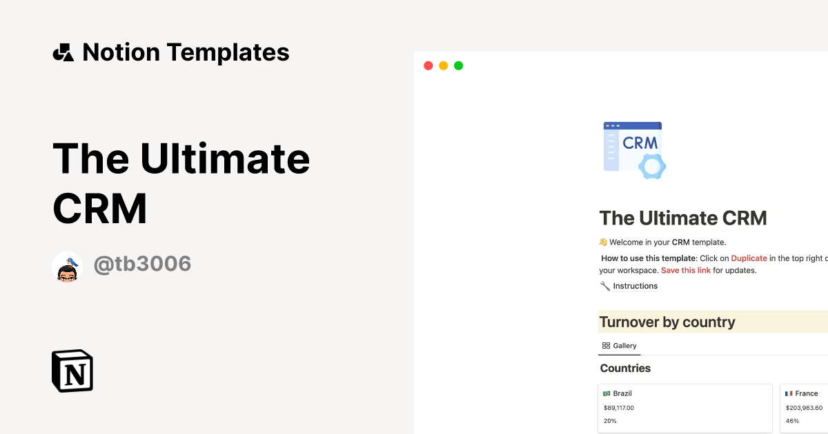 The Ultimate CRM Template by Thomas | Notion Marketplace