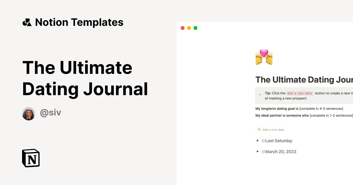 The Ultimate Dating Journal Template | Notion Marketplace