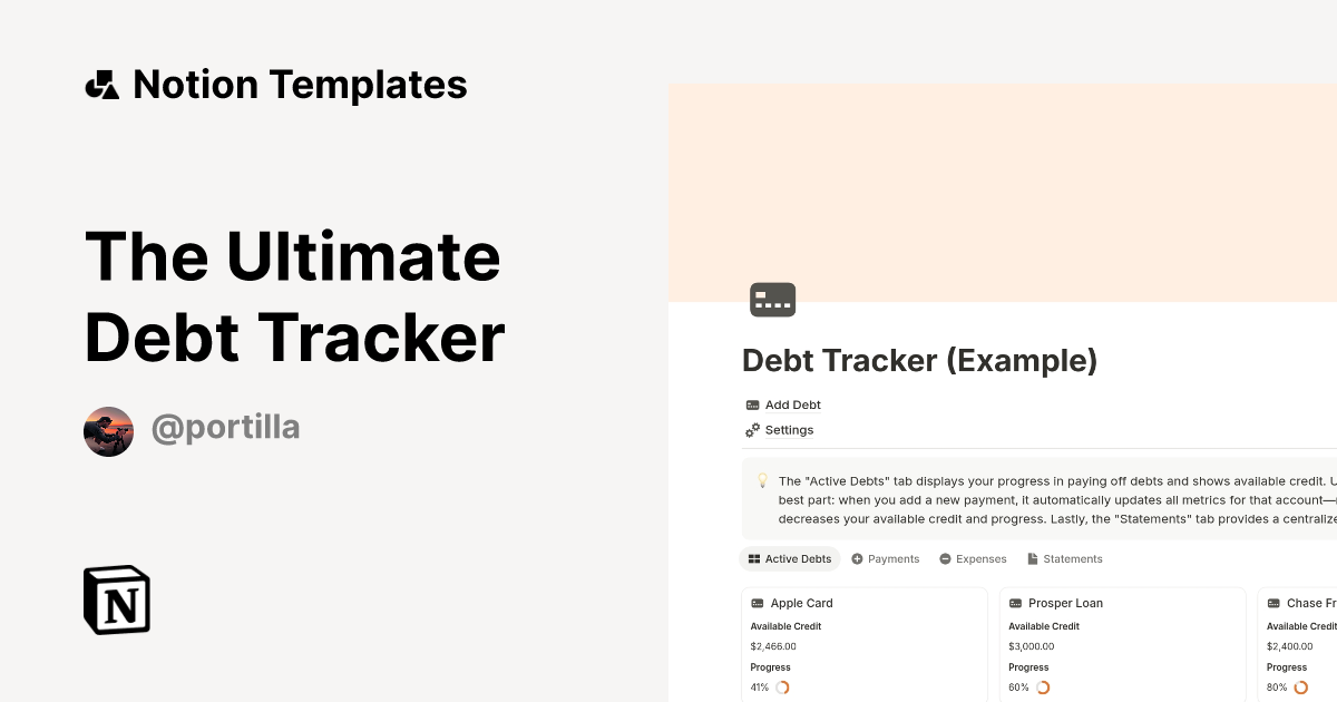 The Ultimate Debt Tracker Template | Notion Marketplace