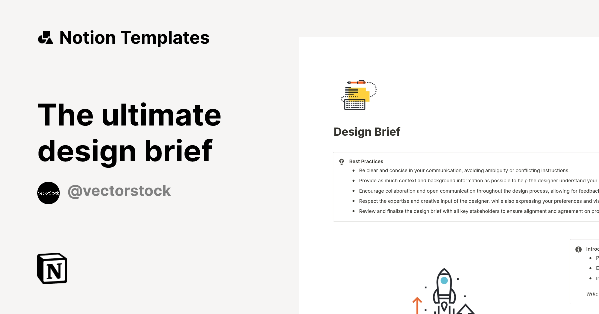 The ultimate design brief Template by VectorStock.com | Notion Marketplace